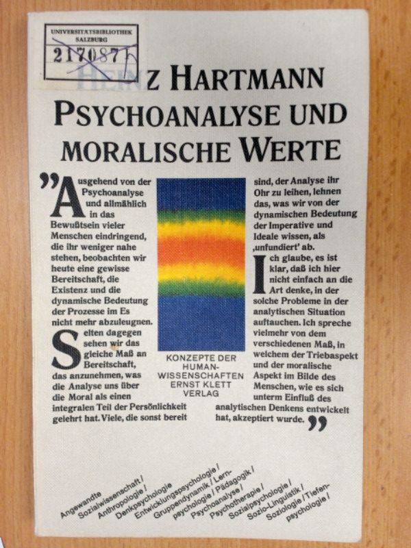 psychoanalyse und moralische werte von heinz hartmann - ZVAB