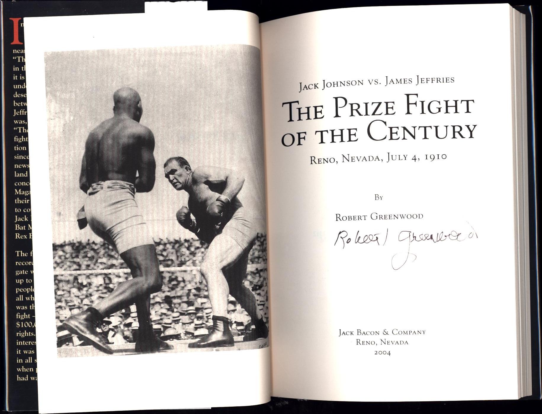 Jack Johnson Vs. James Jeffries / The Prize Fight of the Century / Reno ...