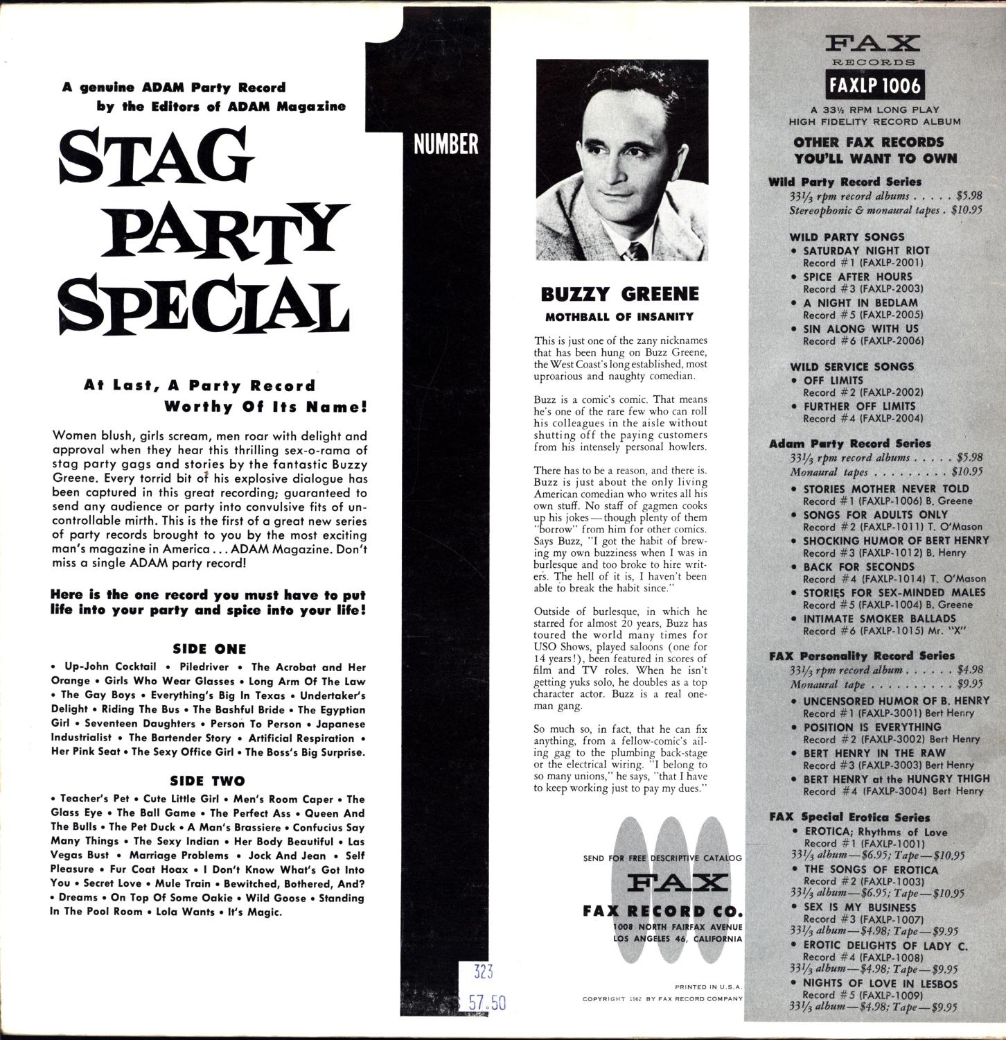 Adam Stag Party Record Number 1 / Stories Mother Never Told / Featuring ...