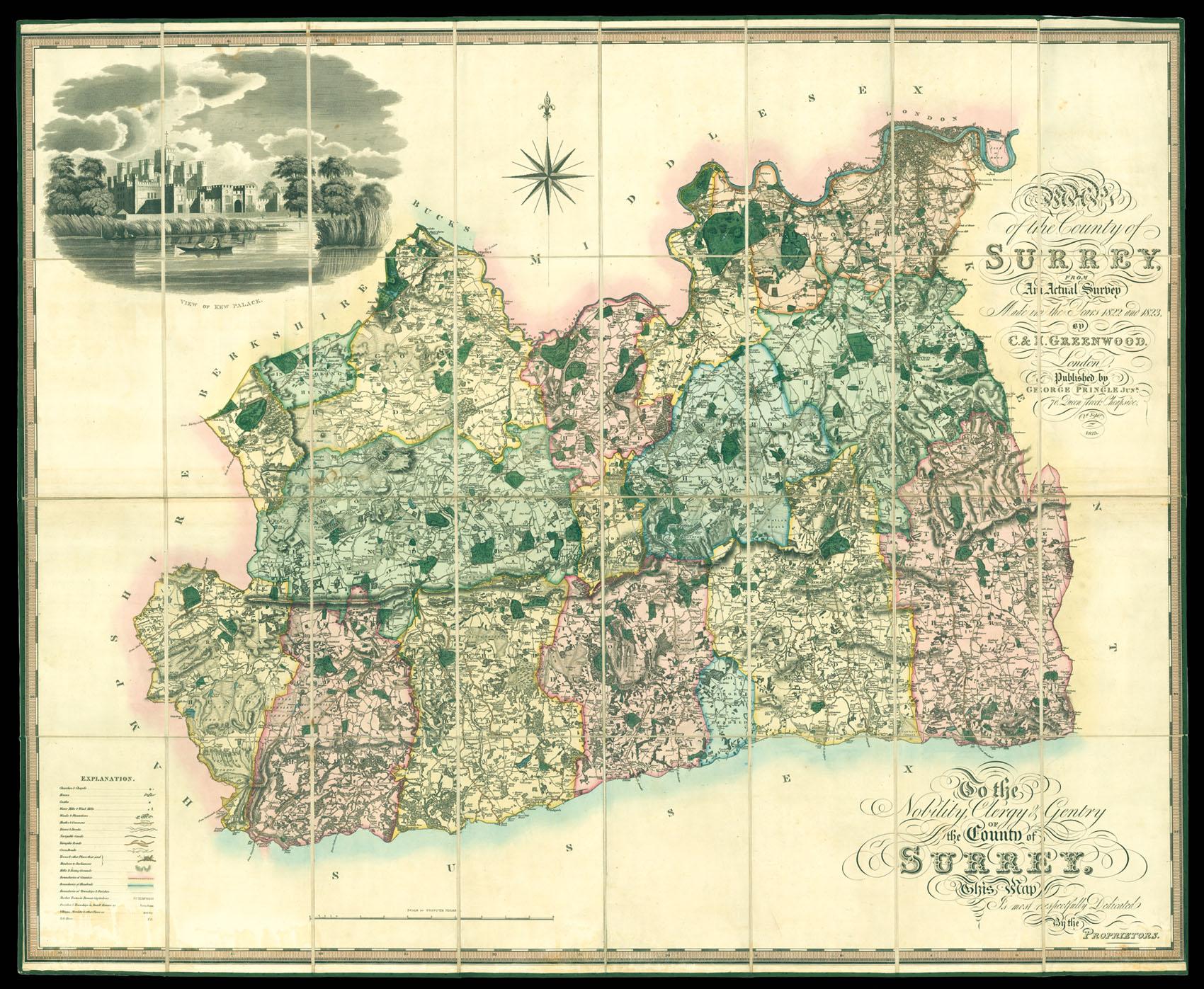 Map Of The County Of Surrey From An Actual Survey Made In The Years
