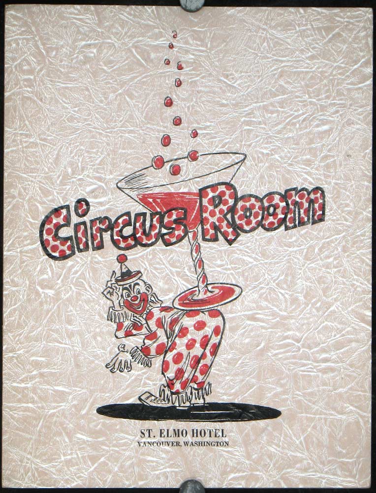 Circus Room. by WASHINGTON - VANCOUVER / MENU): (1949) Manuscript ...