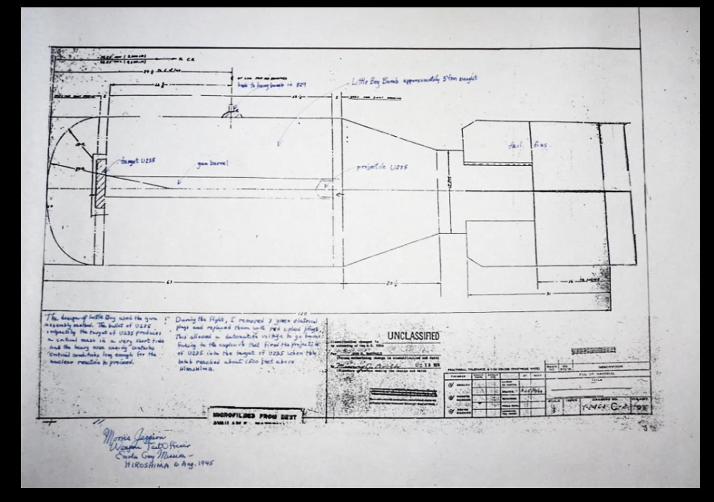 Blueprints of the "Little Boy" Atomic Bomb with... | Barnebys