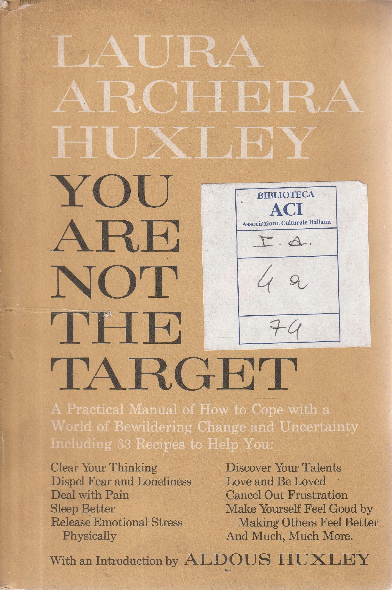 Autografato ! You are not the target Laura Archera Huxley | Barnebys