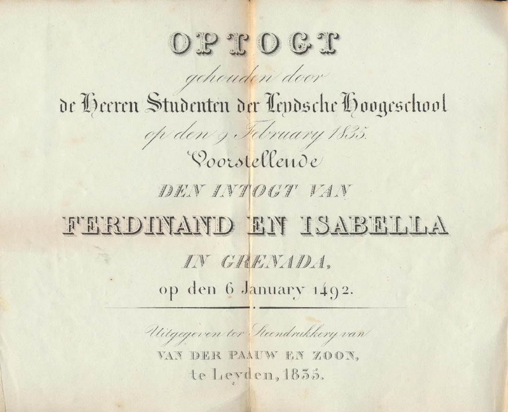 Optogt gehouden door de Heeren Studenten der Leydsche... | Barnebys