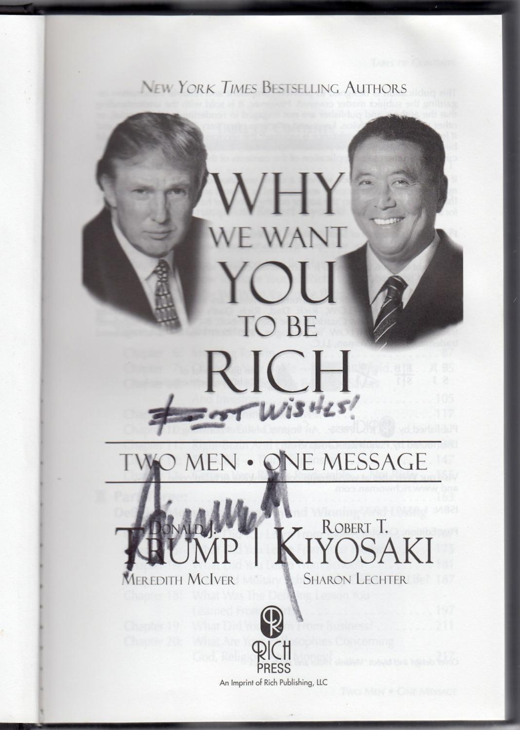 Why We Want You To Be Rich Two Men One Message [signed First Edition