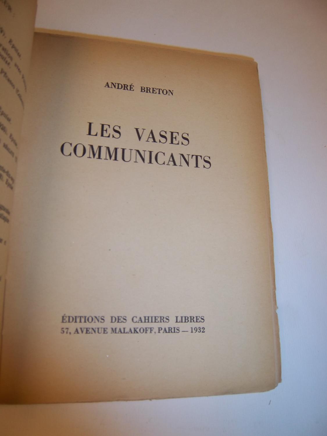 LES VASES COMMUNICANTS by BRETON André: (1932) | Librairie Guimard