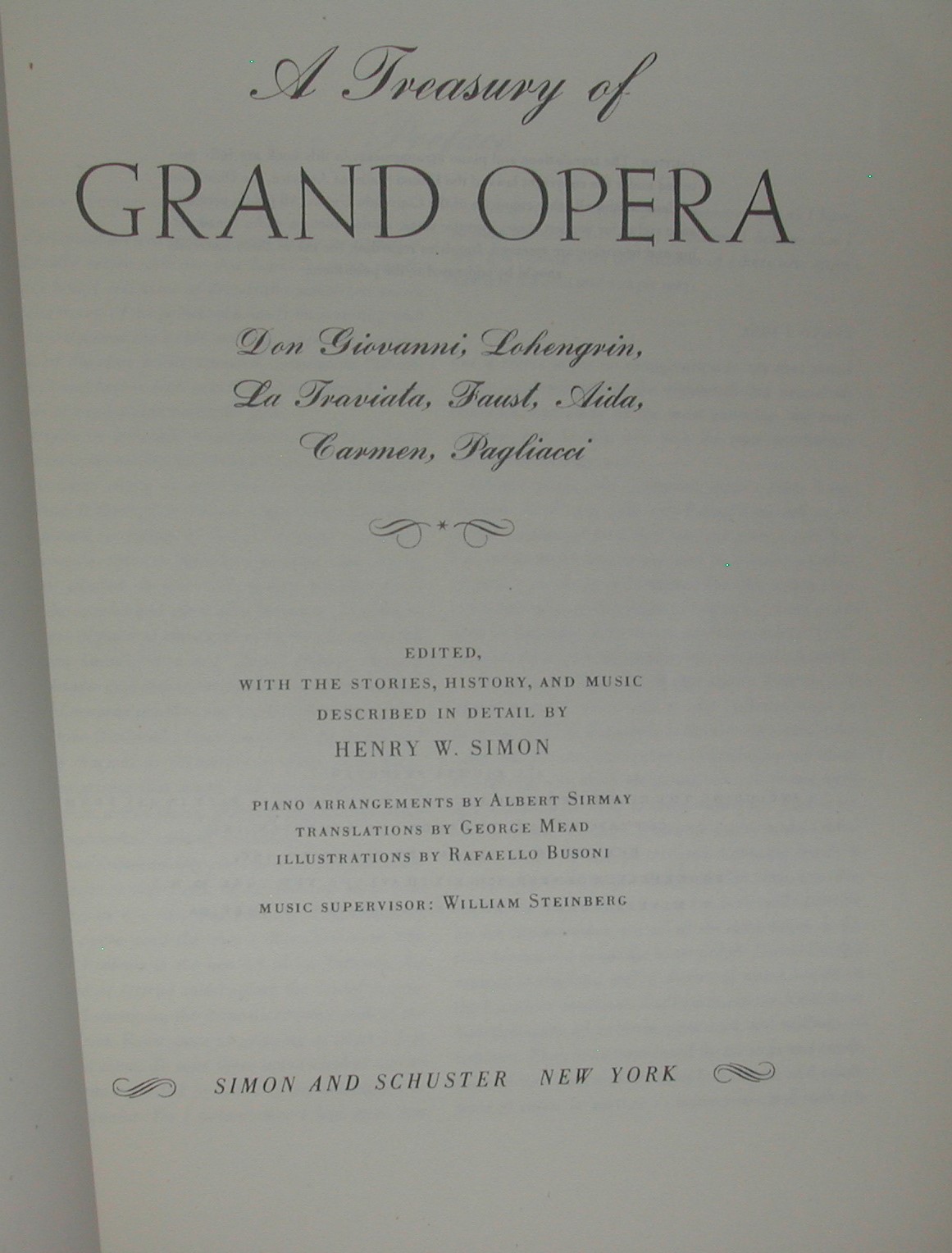 A Treasury of Grand Opera by Simon, Henry W. (Edited by): Fine Paper ...