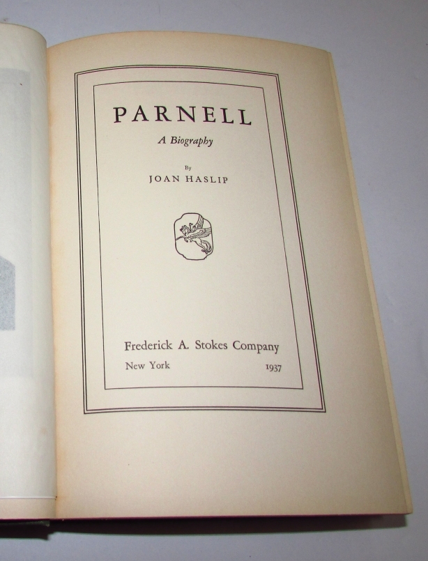 Parnell A Biography. by HASLIP, Joan.: Hardcover (1937) 1st Edition | David Mason Books (ABAC)