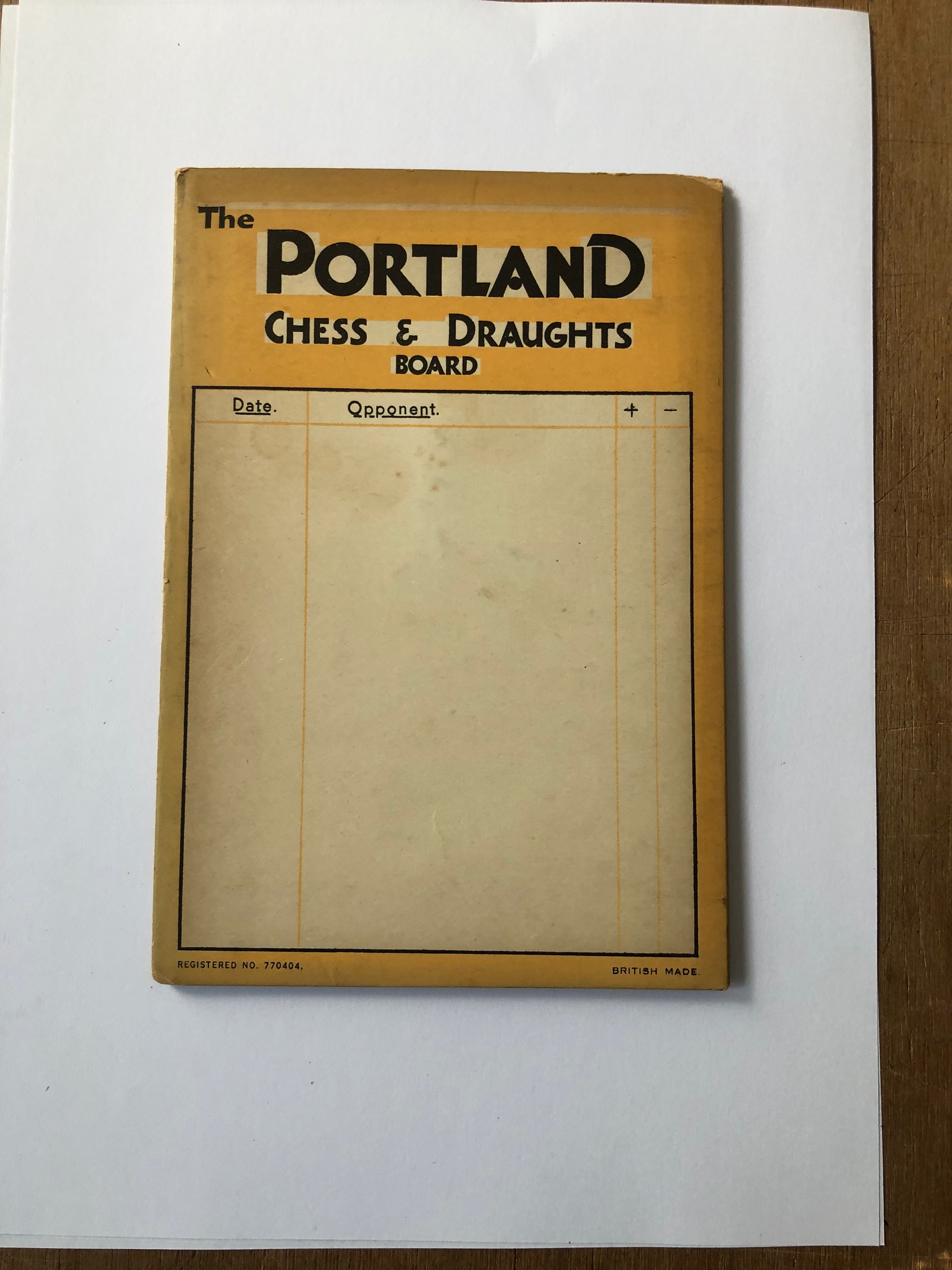 The Portland Chess & Draughts Board Pocket Chess set Stiff Card ...
