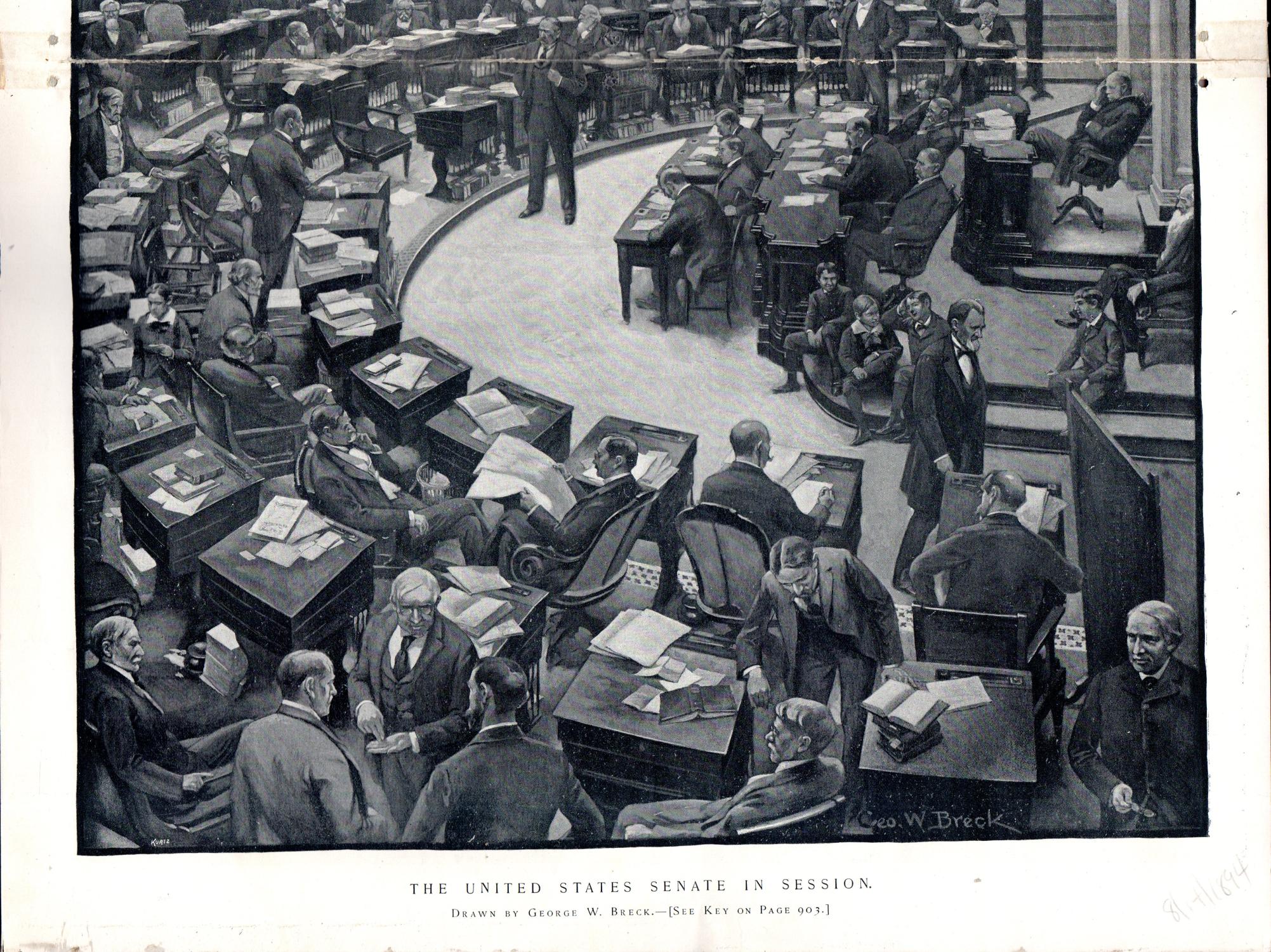 ENGRAVING:"The United States Senate in Session". Double Page engraving ...