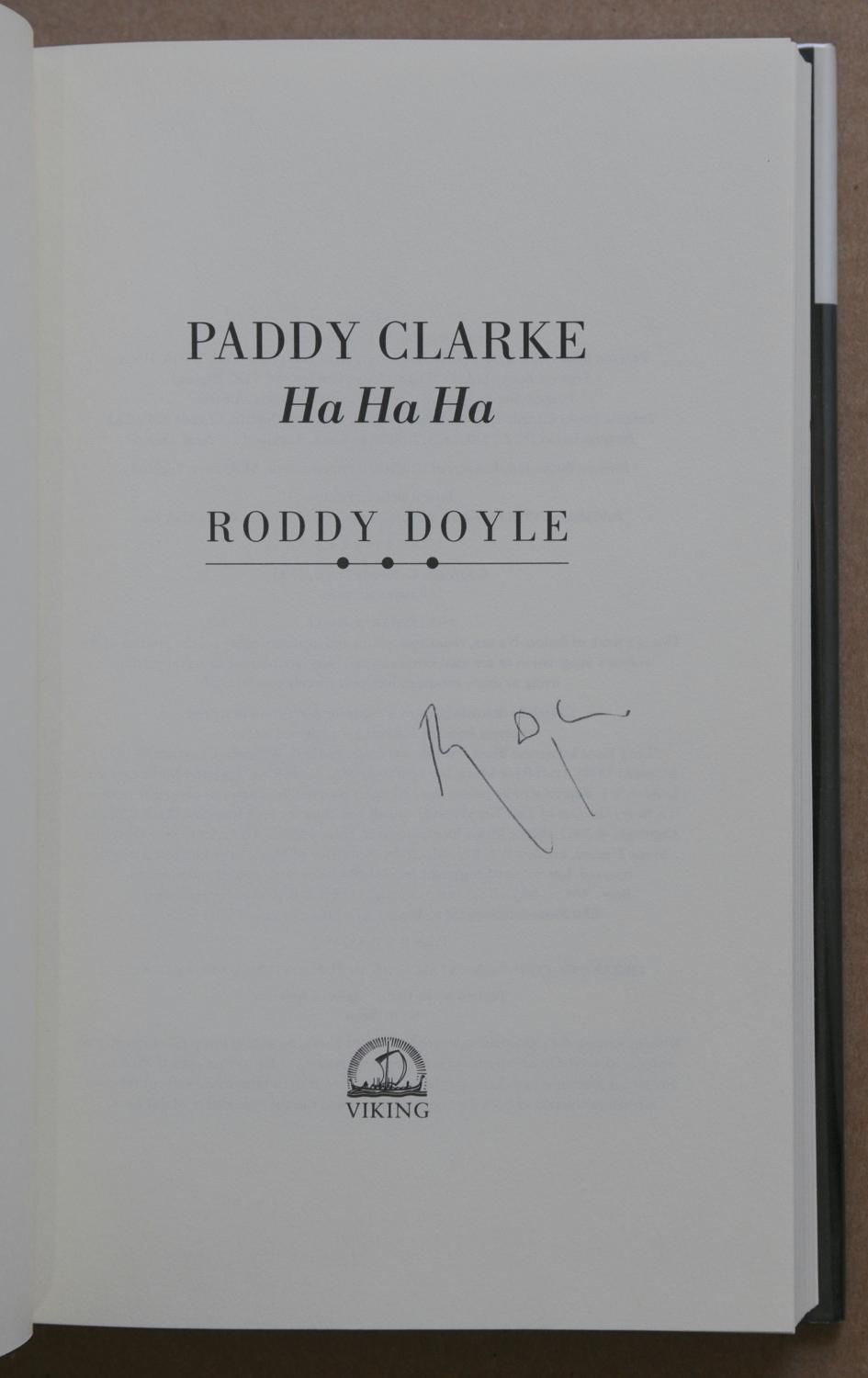 Paddy Clarke Ha Ha Ha (Signed 1st American edition) by Doyle, Roddy ...