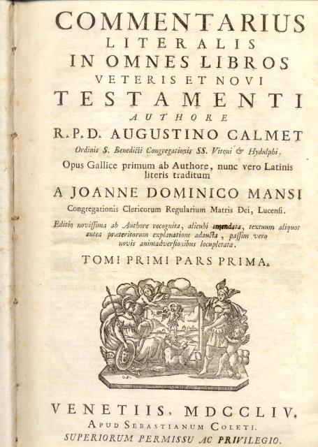 COMMENTARIUS LITERALIS IN OMNES LIBROS VETERI ET NOVI TESTAMENTI. Opus ...