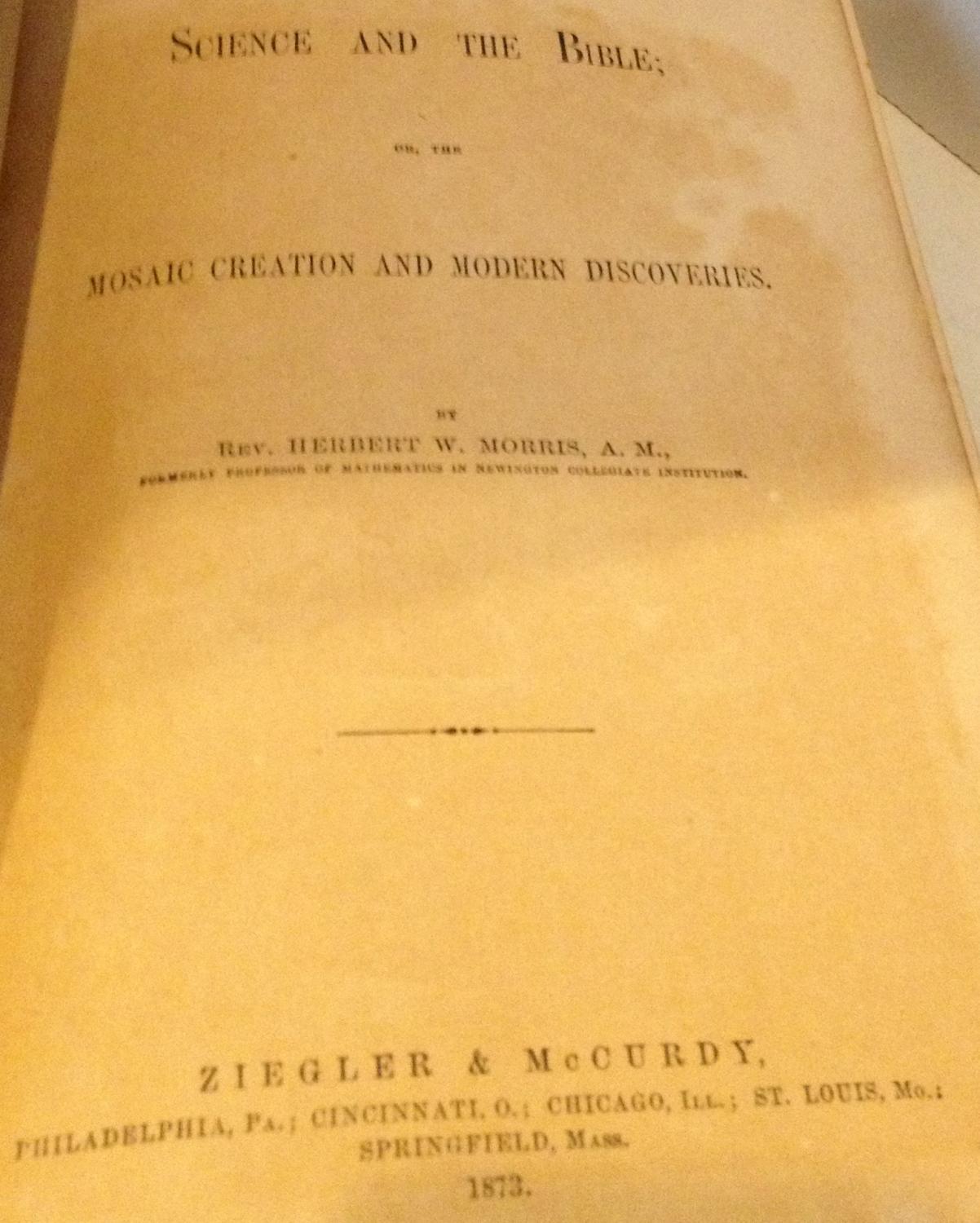 Science and the Bible by Reverend Herbert W. Morris: Very Good ...