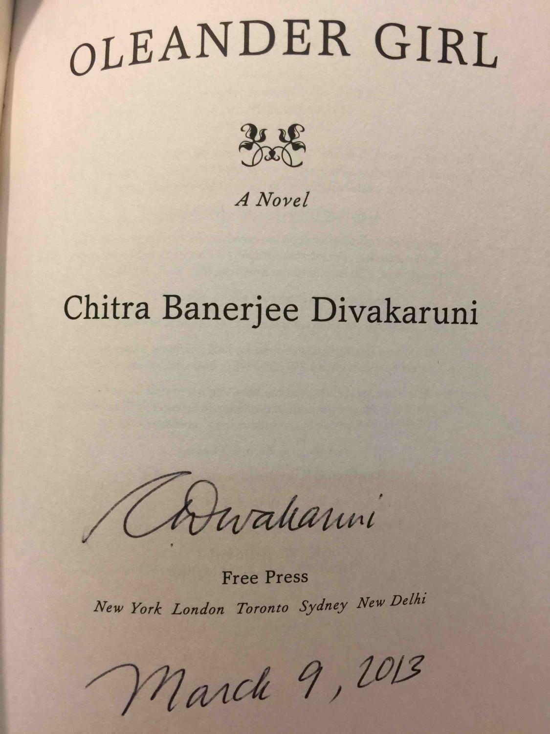 OLEANDER GIRL. by Divakaruni, Chitra Banerjee: (2012) Signed by Author ...