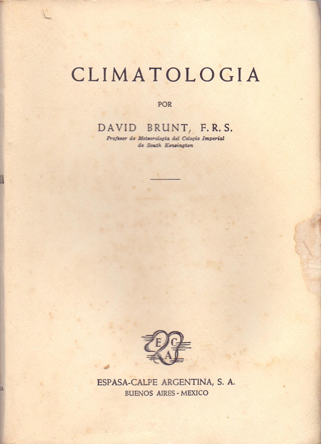 CLIMATOLOGIA by David Brunt | Libreria 7 Soles
