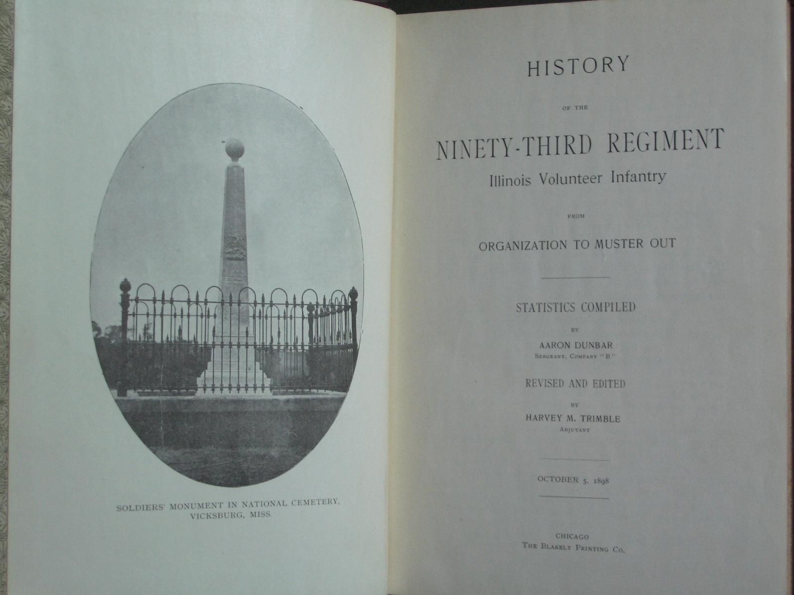 History of the Ninety-Third Regiment Illinois Volunteer Infantry from ...