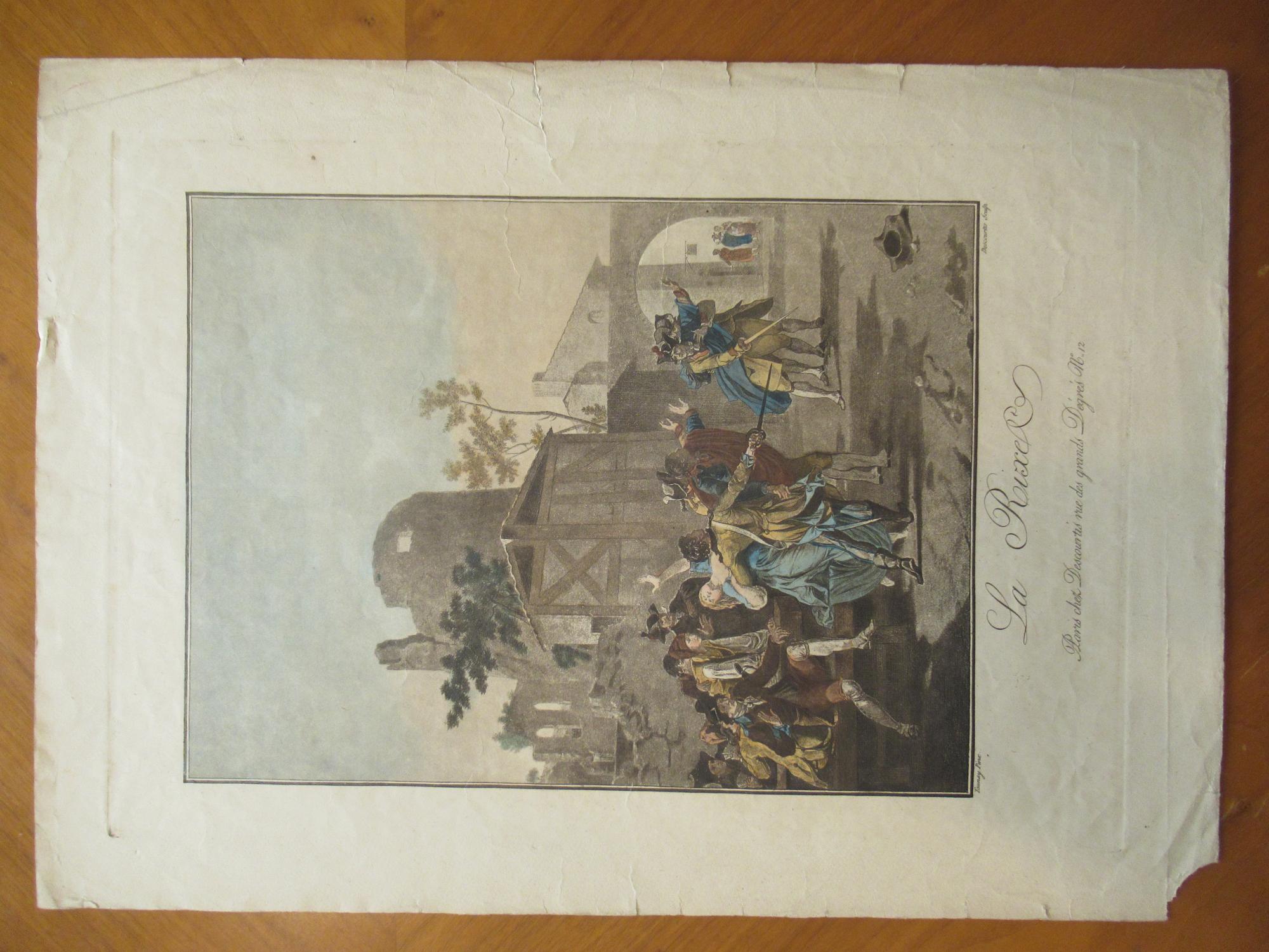 La Rixe [The Brawl] Original Antique Engraving By Charles-Melchior ...