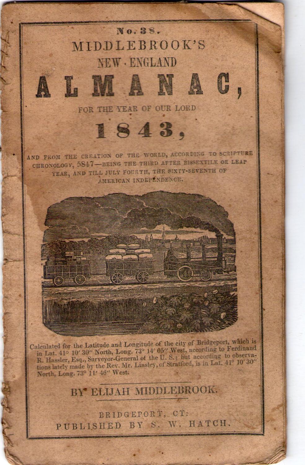 MIDDLEBROOK'S NEW-ENGLAND ALMANAC, FOR THE YEAR OF OUR LORD 1843 by ...