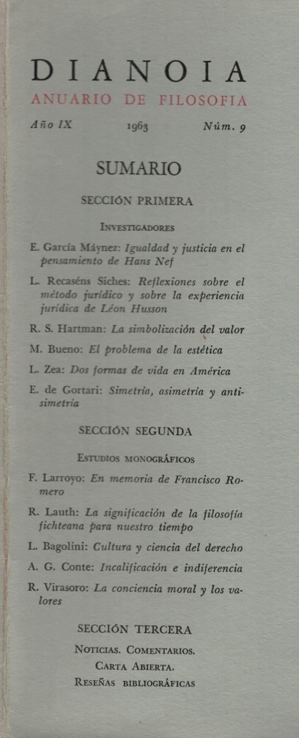 DIANOIA. ANUARIO DE FILOSOFÍA. 1963. von Revista. | Librería Torreón de ...