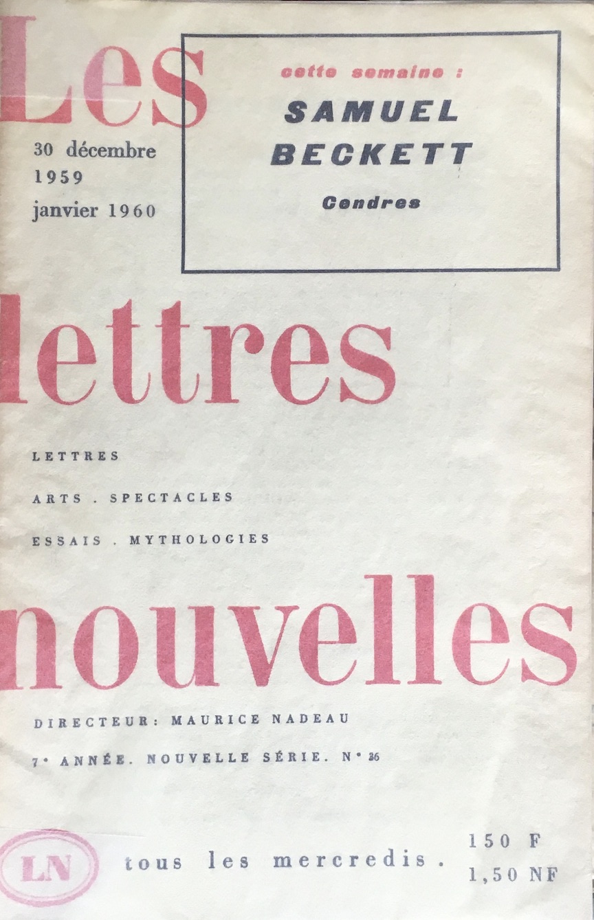 Cendres * de [PINGET Robert] BECKETT Samuel : | OH 7e CIEL