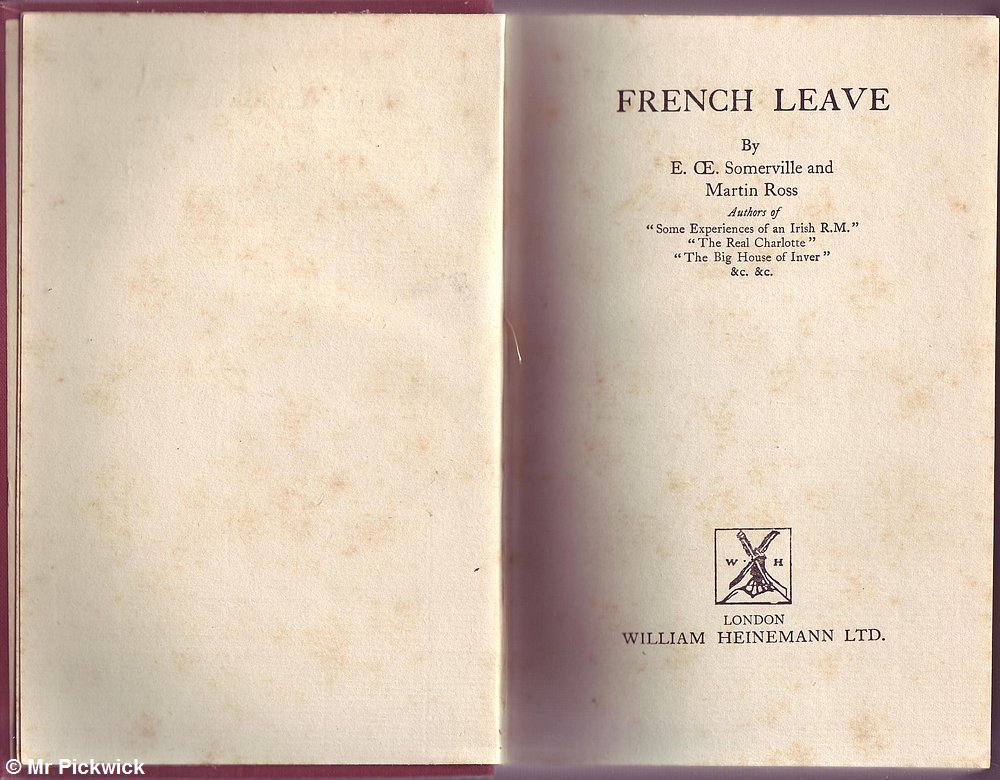 French Leave by Somerville & Ross, E. / Martin: Very Good Hardcover ...