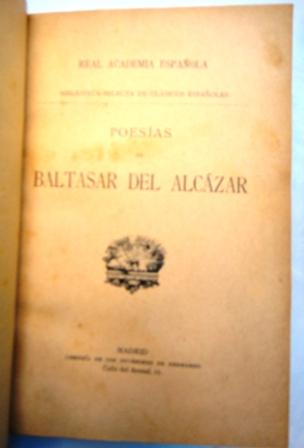 POESIAS DE BALTASAR DEL ALCÁZAR de Alcázar, Baltasar del: Excelente Enc ...