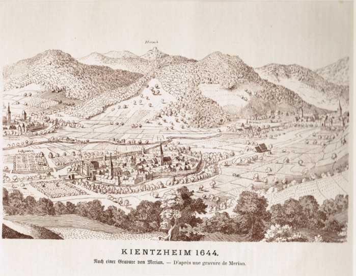 Gesamtansicht. by Kientzheim 1644. Nach einer Gravure von Merian ...