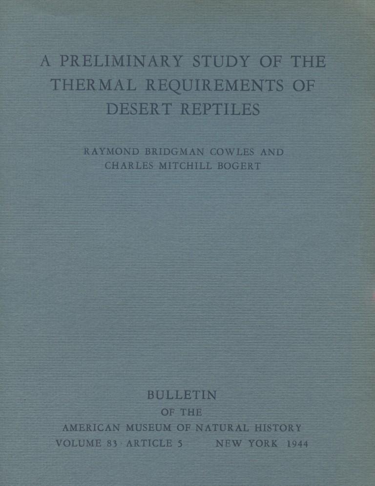 A Preliminary Study of the Thermal Requirements of Desert Reptiles. by ...