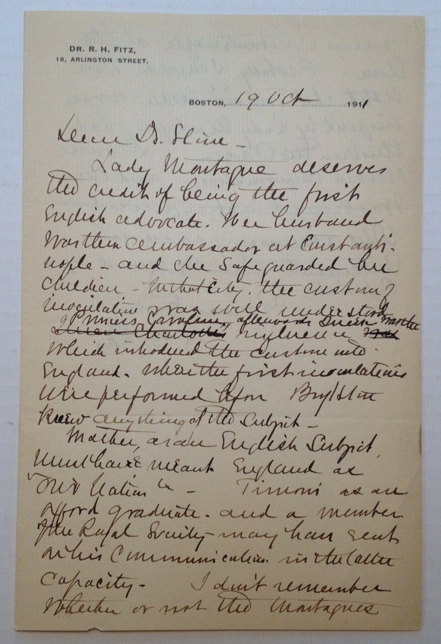 Autographed Letter Signed by FITZ, Reginald Heber: unbound (1911 ...