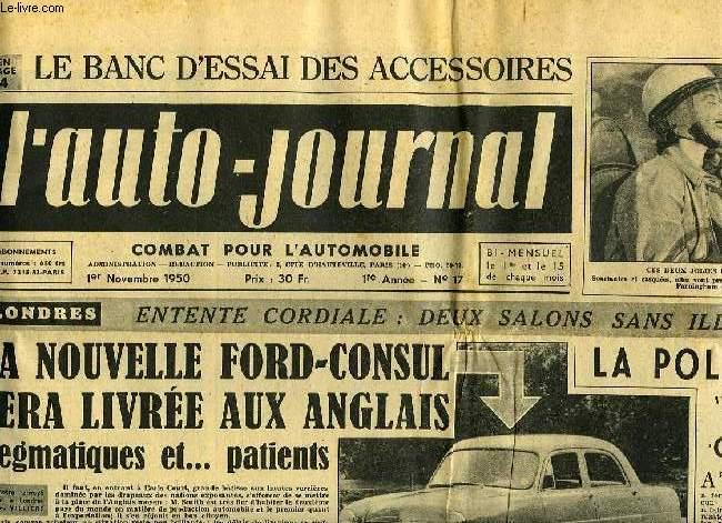 L'AUTO-JOURNAL, 1re ANNEE, N° 17, 1er NOV. 1950 by COLLECTIF: bon Pas ...