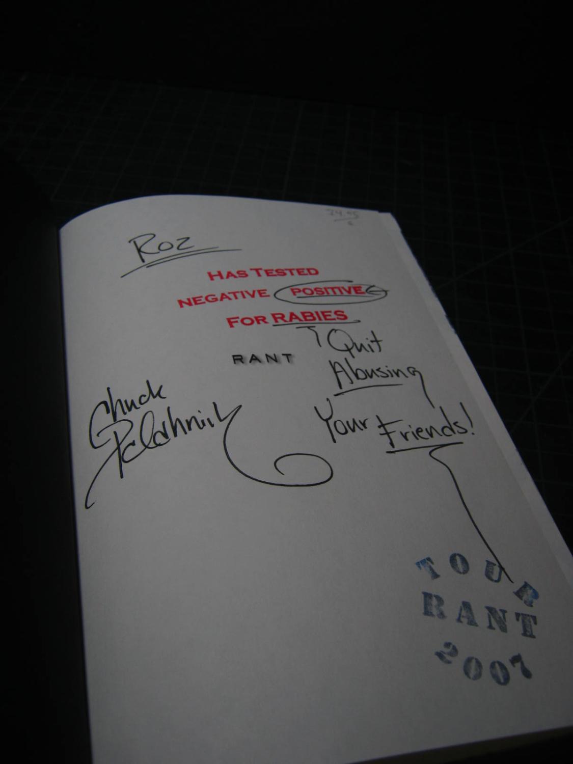 Rant: An Oral Biography of Buster Casey *SIGNED* by Chuck Palanhiuk ...
