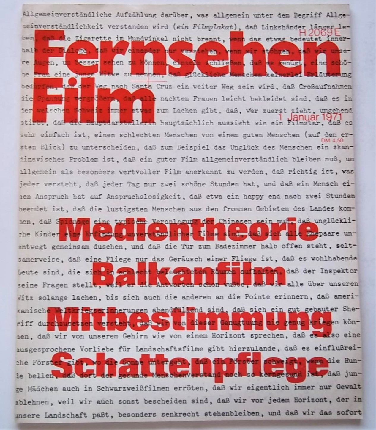 Fernsehen + Film (#1 Januar January 1971) Formerly "Film: Eine Deutsche ...