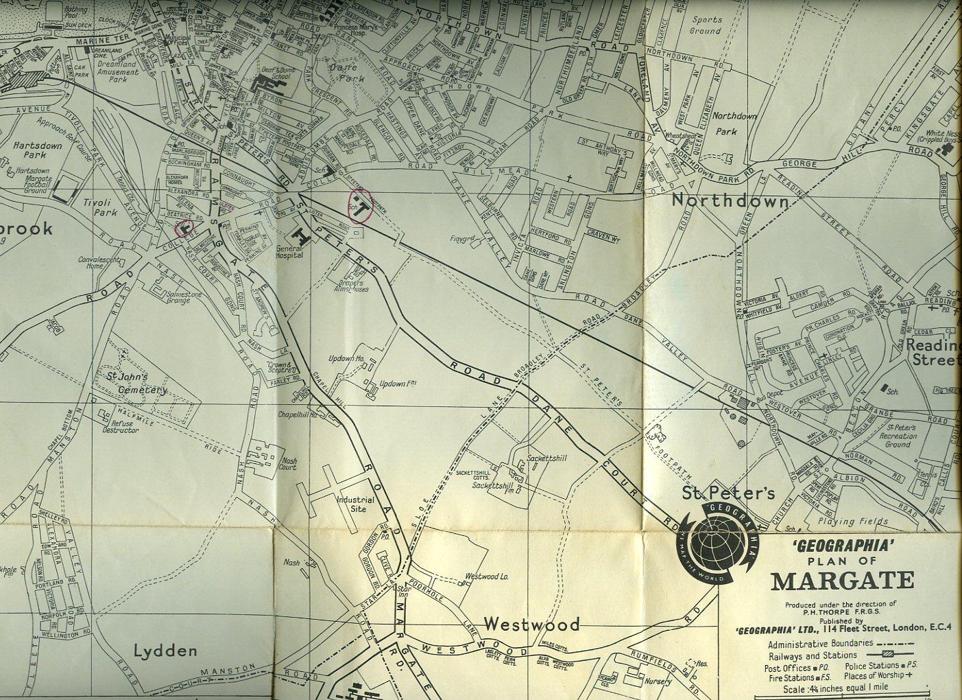 Geographia Large Scale Detailed Street Plan of Margate by 'Geographia ...