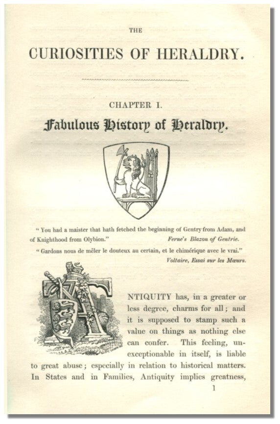THE CURIOSITIES OF HERALDRY: With Illustrations from Old English ...
