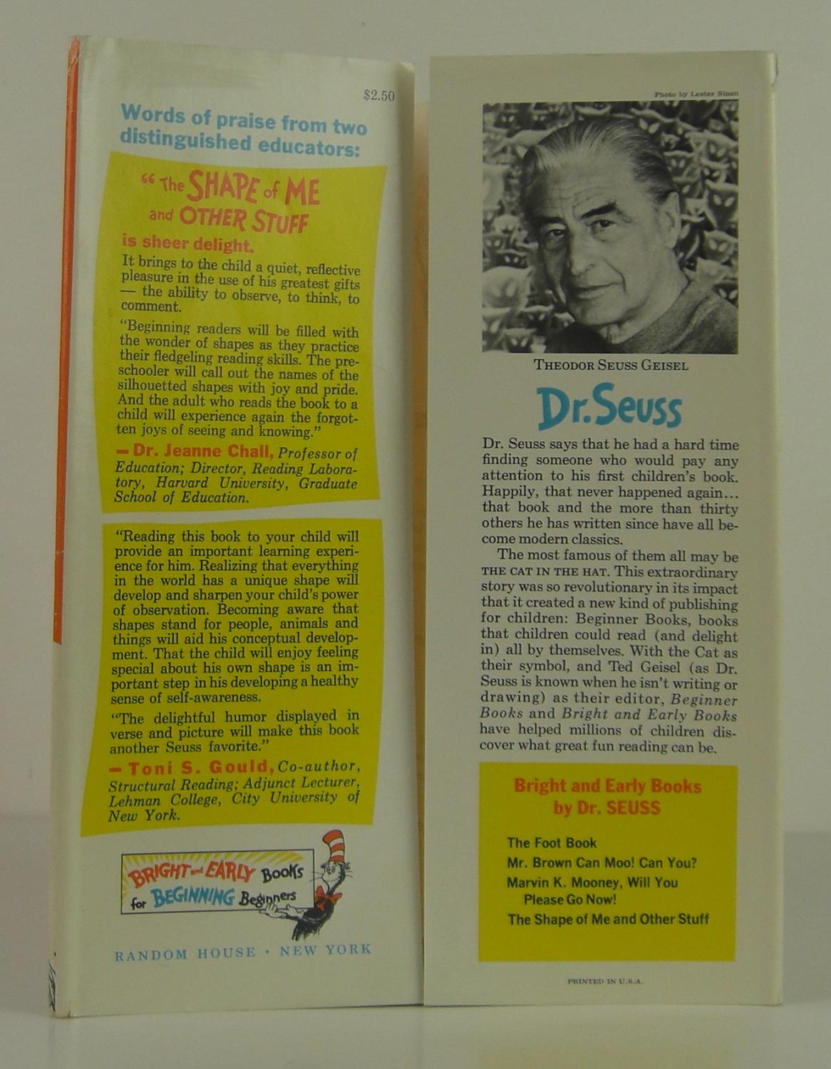 The Shape of Me and Other Stuff by Seuss, Dr: Near Fine Hardcover (1973 ...