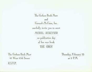 The Gotham Book Mart and Coward-McCann, Inc. cordially invite you to ...