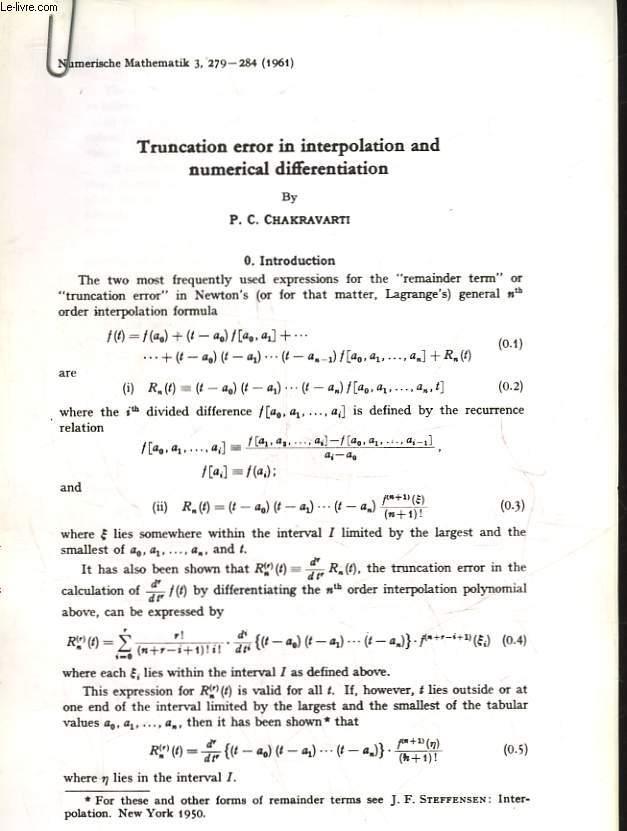 TRUNCATION ERROR IN INTERPOLATION AND NUMERICAL DIFFERENTIATION von ... TRUNCATION ERROR IN INTERPOLATION AND NUMERICAL DIFFERENTIATION von ...