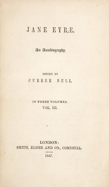 Jane Eyre by Bronte, Charlotte: Fine Hardcover (1847) 1st Edition ...