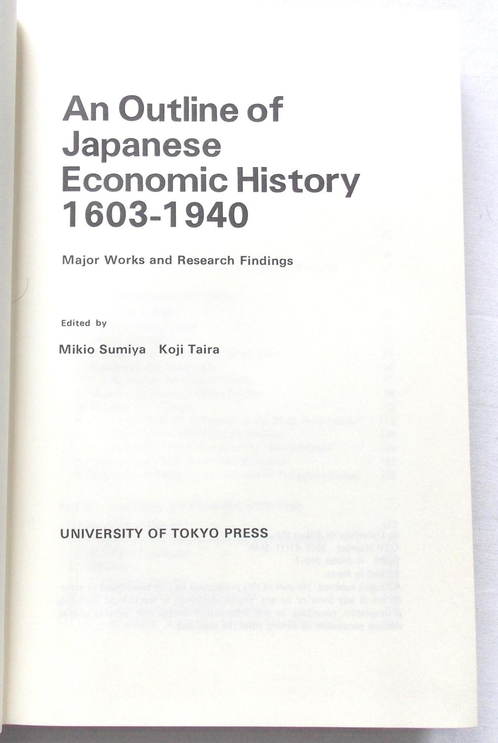 An Outline of Japanese Economic History 1603-1940 Major Works and ...