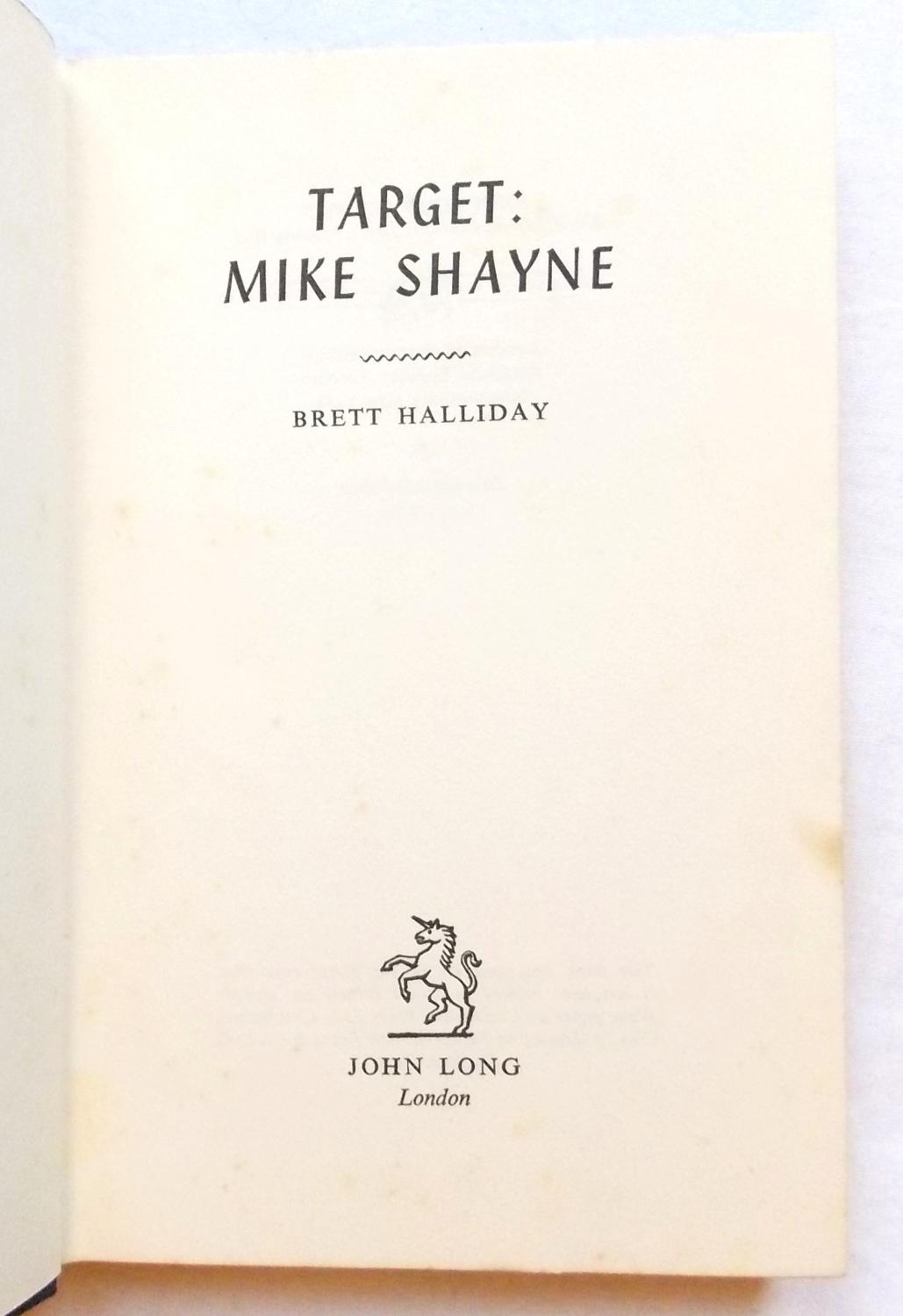 Target: Mike Shayne by Halliday, Brett: Very Good_ Hard Cover (1960 ...
