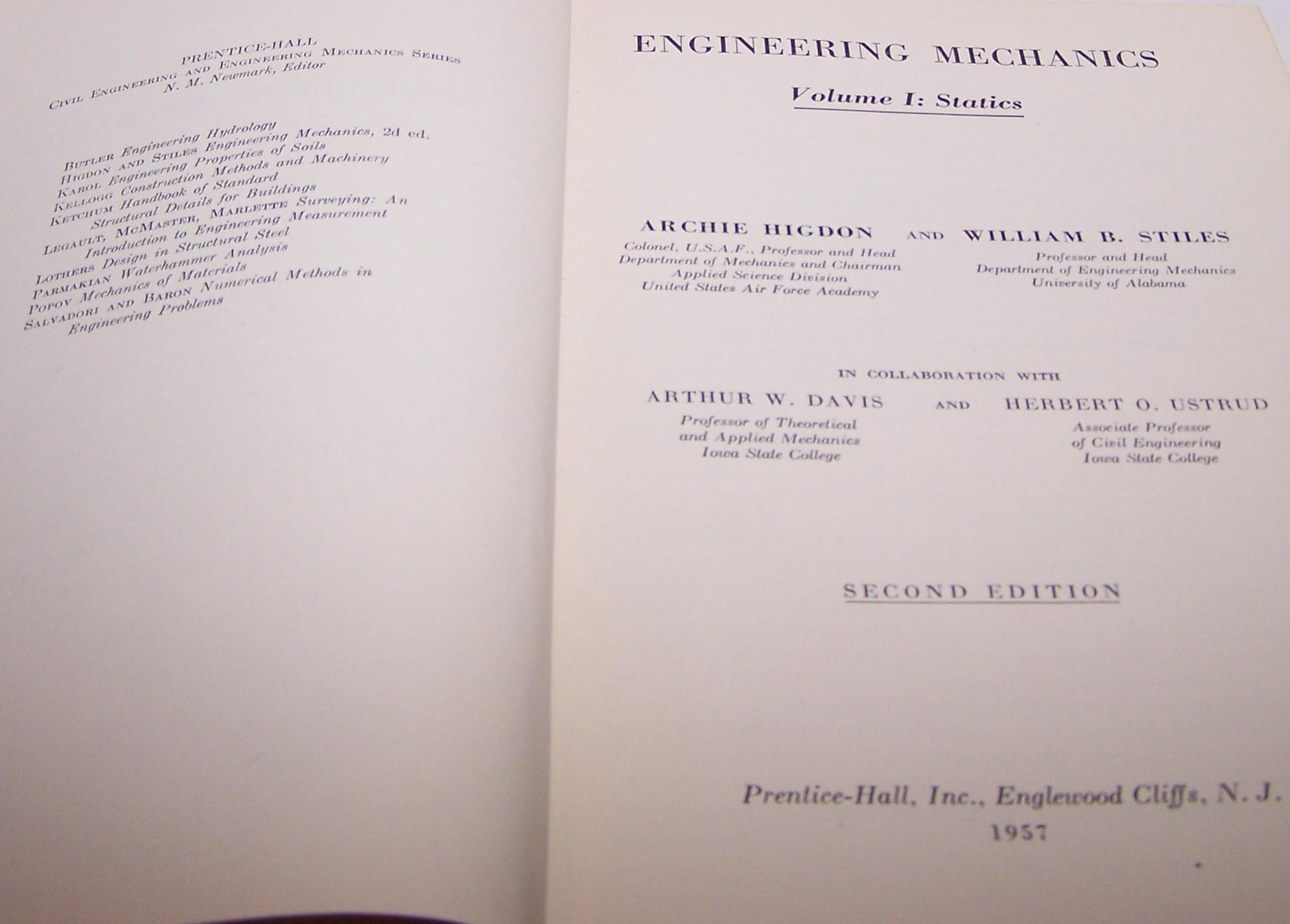 Engineering Mechanics Volume I: Statics by Archie Higdon and William B ... Engineering Mechanics Volume I: Statics by Archie Higdon and William B ...