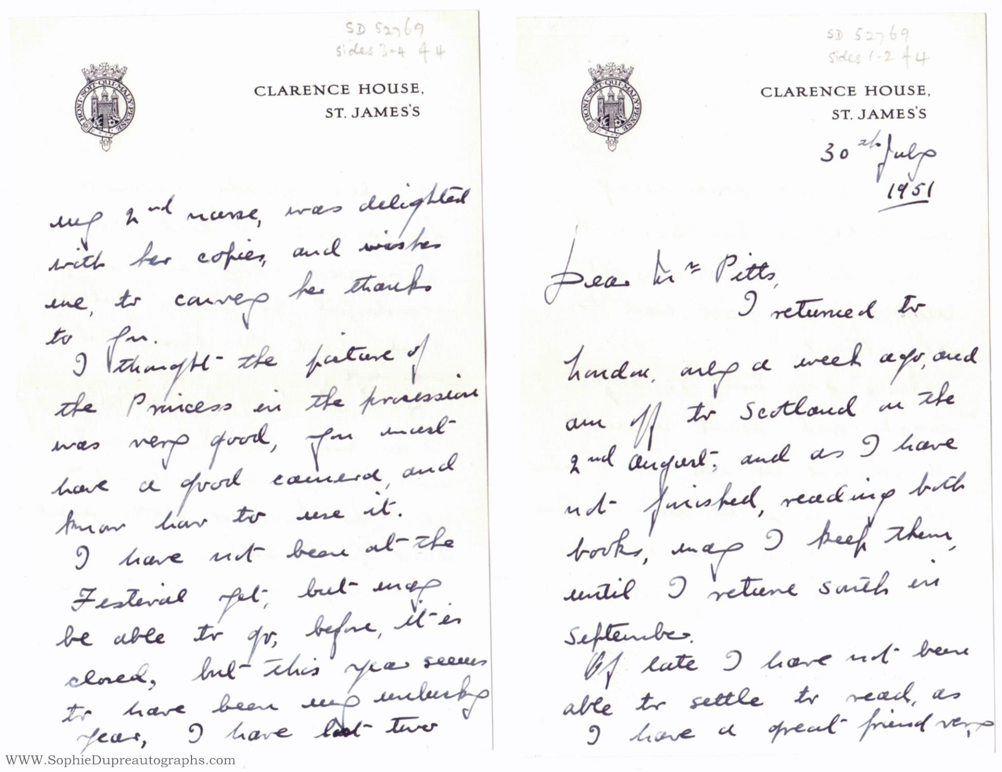 Autograph Letter Signed to F. John Pitts, of Hatchard's Bookshop ...