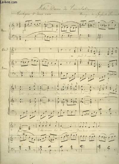 PARTITION MANUSCRITE : NOTRE DAME DE CONSOLATION - CANTIQUE A 2 VOIX ...