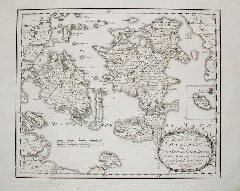 Kolorierte Kupferstich-Landkarte von Reilly. Des Königreichs Daenemark ...