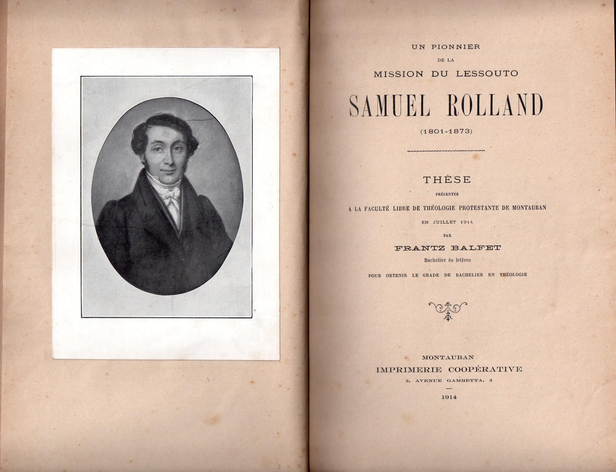 Un pionnier de la Mission du Lessouto : Samuel Rolland (1801-1873) by ...