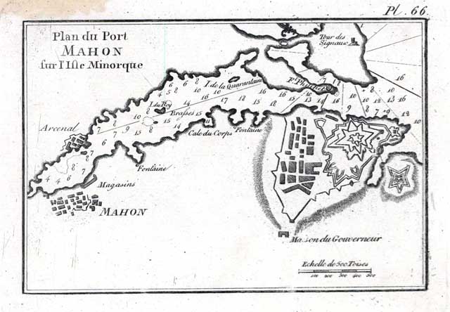 Plan du Port Mahon sur l'Isle Minorque by Roux Joseph (1725-1793 ...