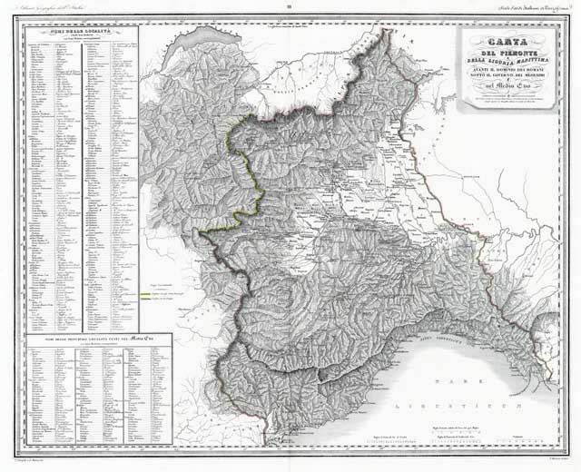 Carta del Piemonte e della Liguria Marittima avanti il Dominio dei ...