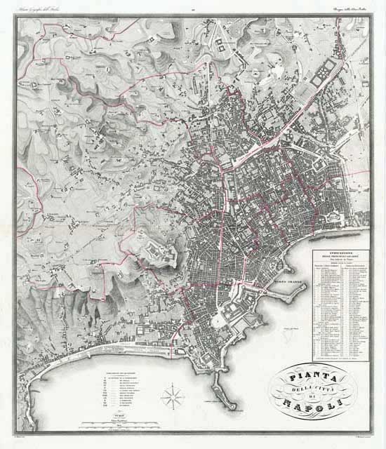 Pianta della Città di Napoli by Zuccagni - Orlandini edit. & G.Maina ...