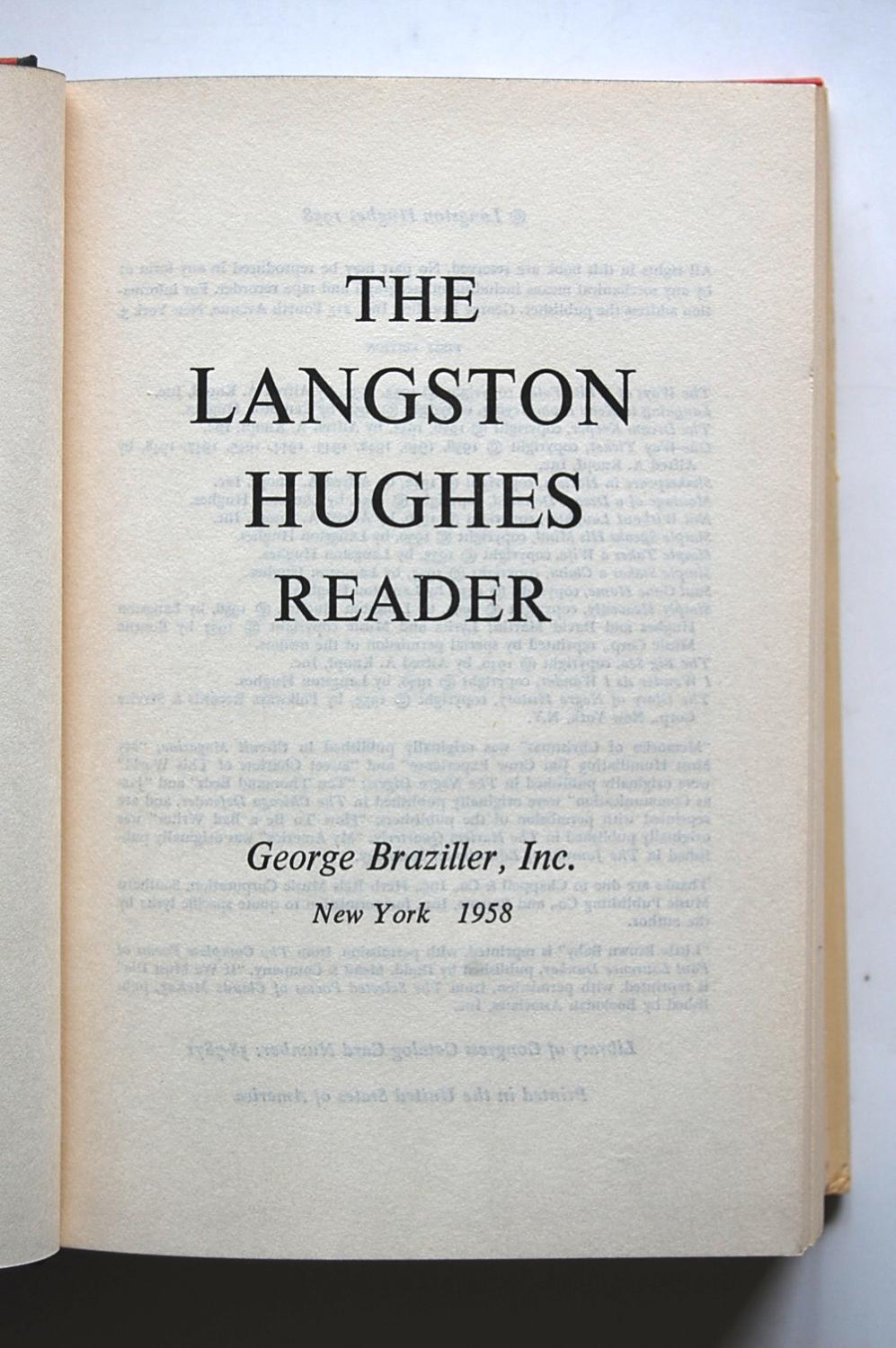 The Langston Hughes Reader by Hughes, Langston: Near Fine Hardcover ...