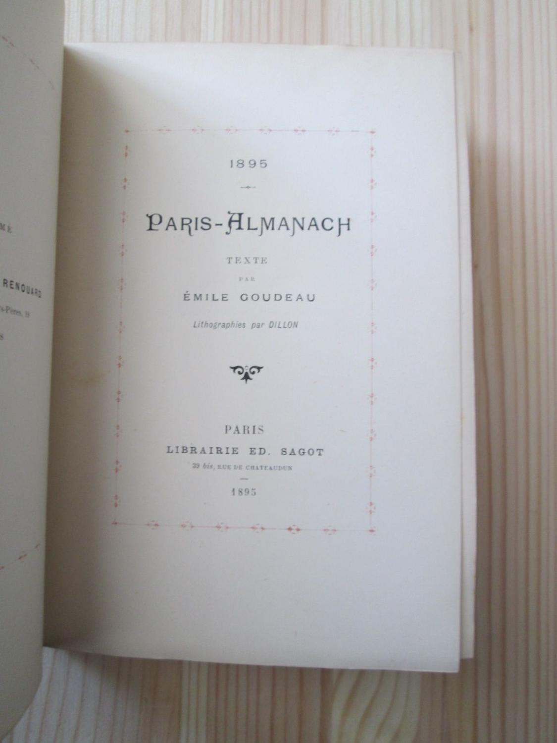 Paris-Almanach : 1895 de Goudeau, Émile ; & Dillon, Henri-Patrice [1850 ...